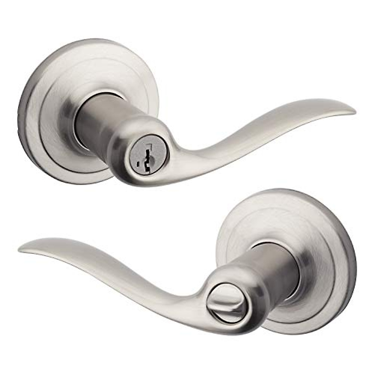 Kwikset 97402-732 Tustin Entry Lever Featuring Smartkey Re-Key Security, Satin Nickel