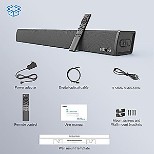 100W , BESTISAN TV Soundbar, Bluetooth 5.1 Wired and Wireless for TV/Home Theater/PC(6 Drivers, 105dB, 3 EQ Modes, HDMI-ARC, Bass Adjustable, 3D Surround Sound)