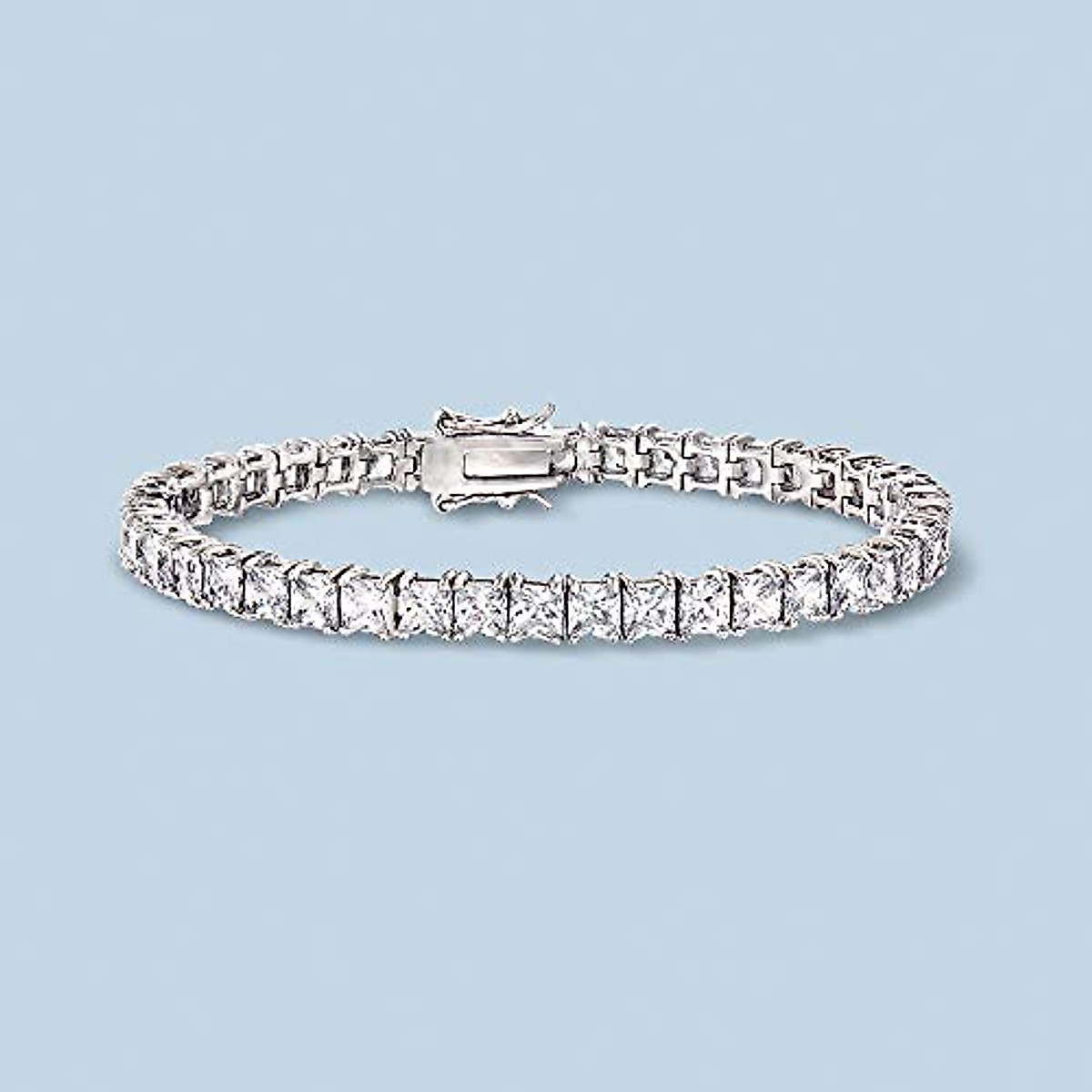 Ross-Simons 19.00 ct. t.w. Princess-Cut CZ Tennis Bracelet in Sterling Silver. 8 inches