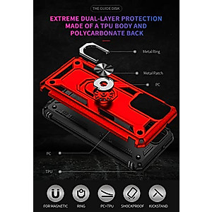 SunRemex for Samsung Galaxy A03S Case with Tempered Glass Screen Protector, Samsung A03S Case Kickstand [Military Grade] 16ft.Drop Tested Protective Cover for Samsung Galaxy A03S (A03S_Red)