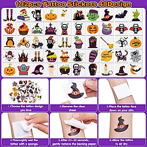 Halloween Party Favors for Kids Toys 264pcs Halloween Prizes Bulk for Kids, Halloween Goody Bag Fillers including Stamper Tattoos Slap Bracelets Rubber Bracelets Treats Non Candy Party Supplies