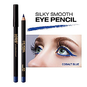 KISS NEW YORK Professional Slim Eye Pencil, Creamy Soft Eye Liner, Smooth Long-Lasting Rich Eyeline Color, Natural Eye Makeup, Water-Resistant (Cobalt Blue)