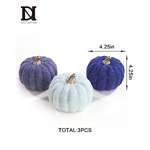 DN DECONATION Thanksgiving Resin Pumpkin Figurines with Wheat Design, 4Pcs Small Fall Pumpkin Statue, Fake Pumpkin Table Centerpiece for Harvest Fall Gift