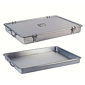 PROFESSIONAL W:19.69'' L: 27.56'' H: 3.15'' Commercial Stainless Steel Rectangular Large Hi-Side LOCK CLIPS Lasagna Baking Bakeware Roasting Cooking Sheet Tray Roaster Pan for Oven with lid and Handle