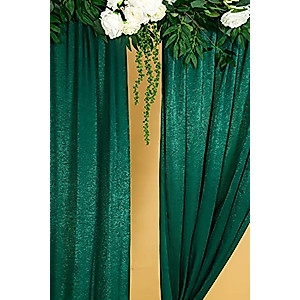 Cytdkve 2 Panels 4.8 Feet x 10 Feet Hunter Green Velvet-Like Wedding Backdrop Curtain Drapes, Silky Soft Window Curtains Panels for Wedding Ceremony Birthday Party Decorations