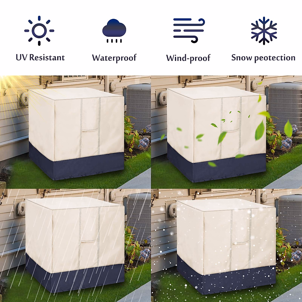 Foozet Air Conditioner Cover for Outside Units, AC Cover for Outdoor Central Unit Square Fits up to 36 x 36 x 39 Inches