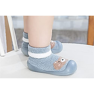 0-6 Months Kids Boys Girls Shoes Thickened Cute Cartoon Socks Shoes Prewalker Sneaker Toddler Dress Shoes Size 11 (Sky Blue, 18-24 Months)