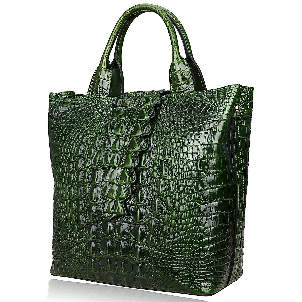 PIJUSHI Designer Top Handle Satchel Handbags for Women Crocodile Handbag and Purse Leather Tote Bags (6061 Green)