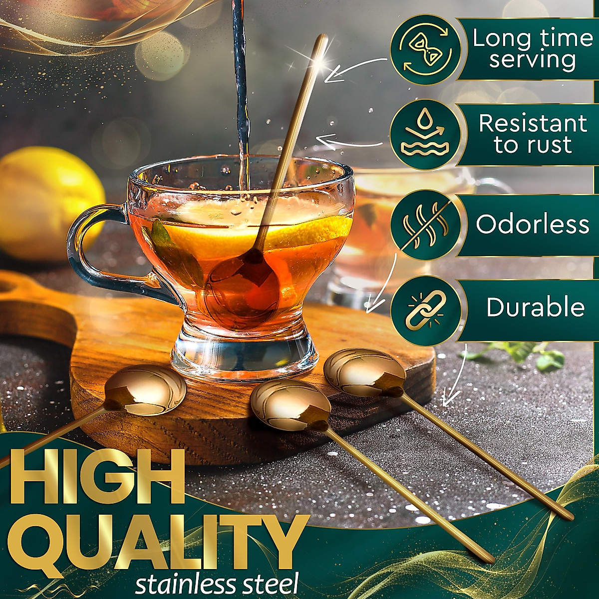 5" Gold Coffee Spoons 8Pcs 5.25" - Gold Tea Spoons Small Coffee Spoons for Coffee Bar - Espresso Spoons Dessert Spoons for Tea - Coffee Stirring Spoon 5 in Small Gold Spoons for Coffee Small Spoons