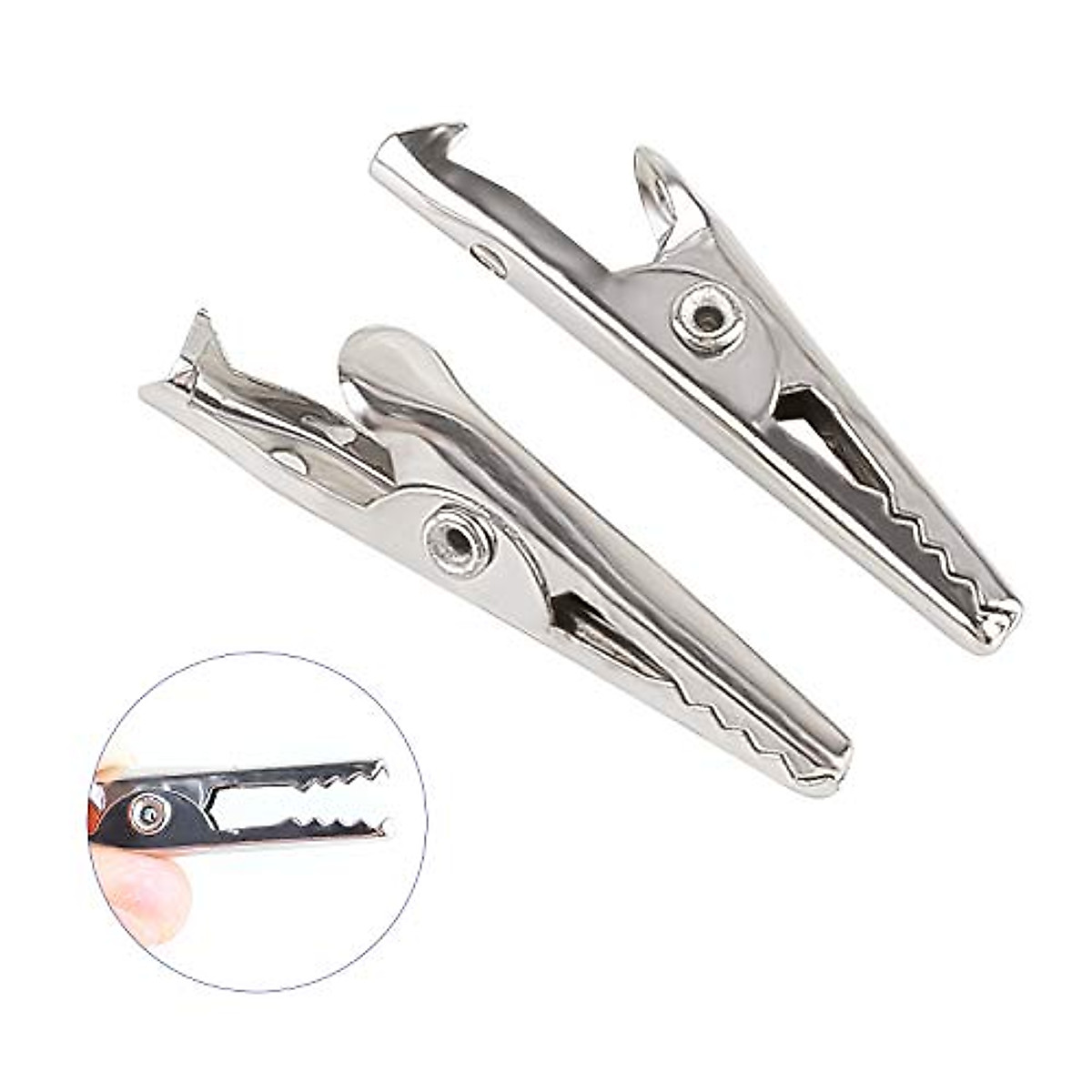 100PCS 1.37IN / 35mm Metal Alligator Clips, Crocodile Clamps Silver Tone Nickel Plated Spring Clamps Test Line Crocodile Clips for Laboratory Electric Testing Work and Cable Lead Clip
