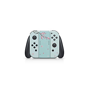 Tacky Design Sakura Blue Skin Compatible with Nintendo Switch Skin Wrap Cover, Blossom Flowers Skin for Nintendo Switch Stickers, Premium Vinyl 3M Full Wrap Decal.