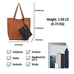 Scarleton Tote Bags for Women, Purses for Women, Handbags for Women, Reversible Travel Shoulder Bag with Pouch, H20182501 - Camel/Black