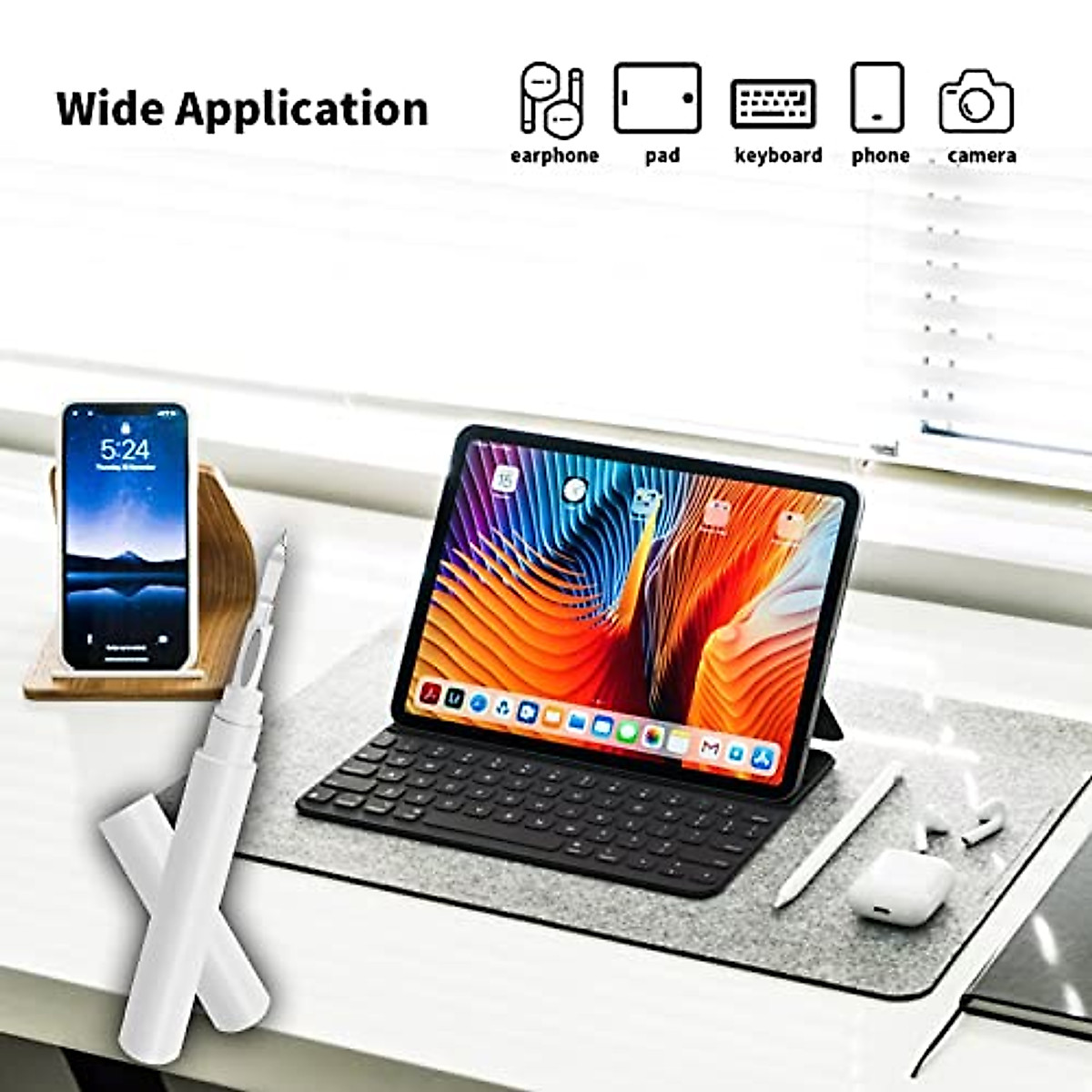 Earbuds Cleaning Kit, Multi-Function Cleaning Pen for Bluetooth Headset, Headphone Cleaner for Earbuds, Wireless Earphones Case Cleaning Tools (2 Pcs White)