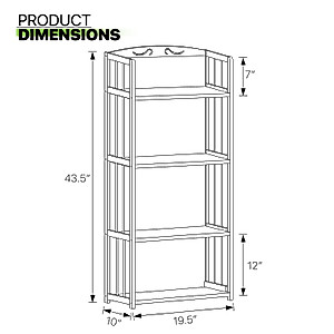 Magshion 4 Shelf Bamboo Bookshelf Freestanding Display Shelf, Tall Bookcase Rack Organize for Home Office Library Small Narrow Space (Natural, 19.7" L x 9.8" W x 43.7" H)