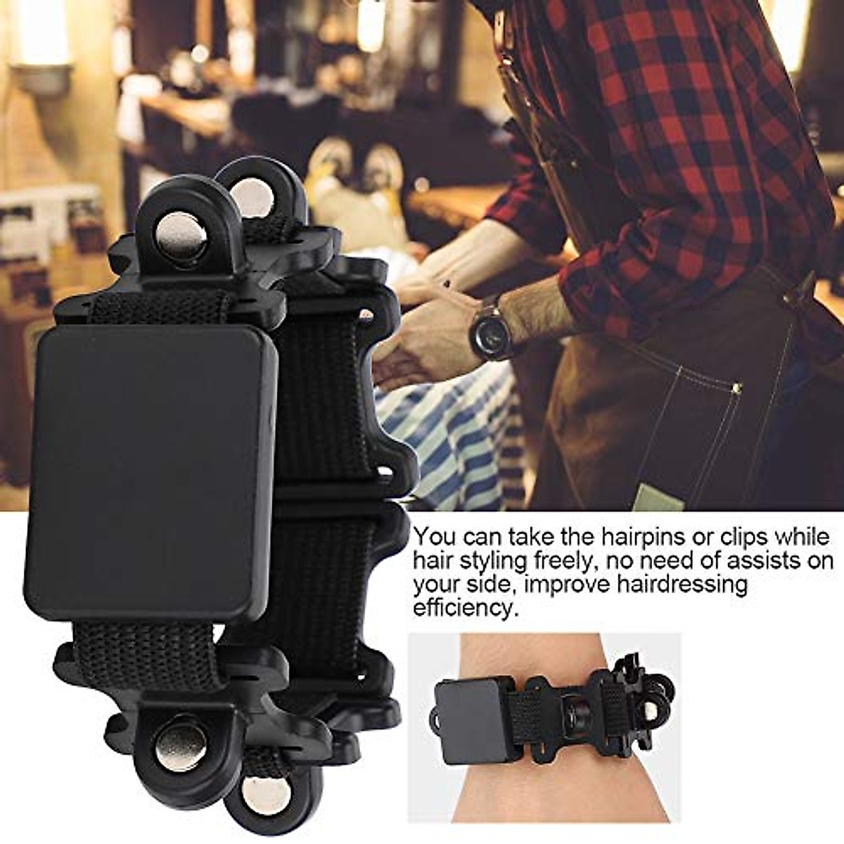 Pasamer Hairdressing Clip Holder Bracelet, Barber Magnetic Clip& Pin Bracelet, Hairdressing Salon Accessories Tool