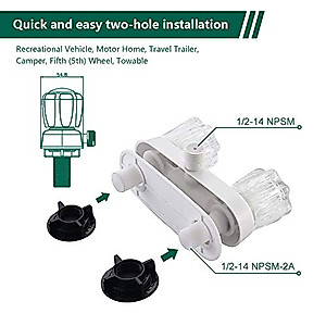 AiHom Motorhome ABS Dual-Handle RV Shower Faucet Valve Diverter with Crystal Acrylic Knobs, White Finish