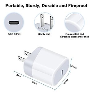 USB C Fast Wall Charger Block for Samsung Galaxy S23, A53 5G, A54, A14, A23, A13, A03s, A32, A42, A52, A51, A71, S22, S22 5G, S22 Ultra, S21 FE, S20, S10, S10e, S9, S8, Charging Adapter Plug