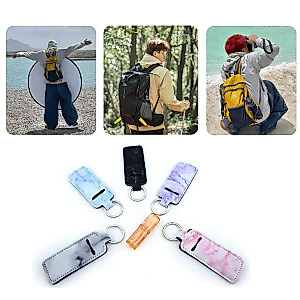 MITAOFAIRY 6 Pcs Chapstick Holder Keychains with 6 Pcs Metal Clip Cords, Neoprene Lipstick Holder Keychains, Suitable for Chapstick Tracker and Safeguard