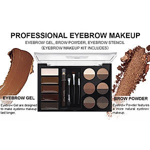 MAEPEOR Eye Brow Kit 25 Piece Waterproof Eyebrow Palette Set 12 Colors Eyebrow Powder 5 Colors Brow Wax 4 Eyebrow Stencils 3 Brushes 1 Eyebrow Pencil for Novice and Professional (25 Piece Set)