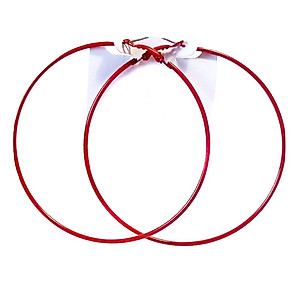 Red Hoop Earrings Thin Hoop Earrings Red Hoops 3 Inch