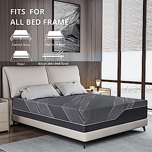 CH CHARME HOUSE Bamboo-Charcoal King Memory Foam Mattress 14 Inch, Liquid Gel Mattress for Cool Sleep and Relieve Pressure, Bed in a Box, Made in USA, 76”x80”x14”, Black