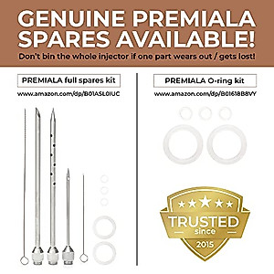 Premiala Awesome Meat Injector - The Original Turkey Injector Creates The Juiciest Turkey and BBQ Ever! 3 Needles + Cleaning Brushes + 100% Food-Grade Materials = Guaranteed to Keep Your Family Safe!