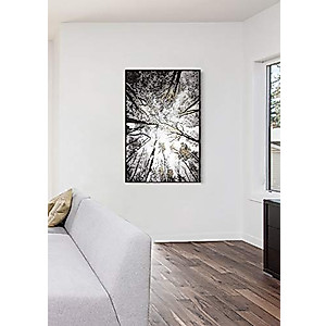 lamplig Forest Wall Art Large Grey Tree Pictures Black and White Gray Canvas Prints Hand Painted Oil Paintings Gold Leaf Framed Nature Artwork Vertical Home Decor for Living Room Bedroom 32"x48"