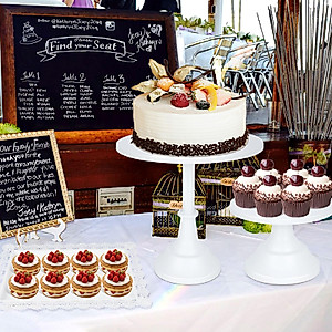 tchrules Cake Stands Set,Metal Dessert Table Display Stands, Tiered Cupcake Holder with Dessert Trays, Round Cake Stand Serving Plate for Party Wedding Birthday Celebration (White)