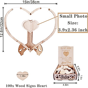 JokLGrs Heart Wedding Guest Book Alternative, Wood Guest Book Wedding Reception with 100pcs Wooden Hearts and Drop Box, Rustic Wedding Sign Decor for Reception and Ceremony Party