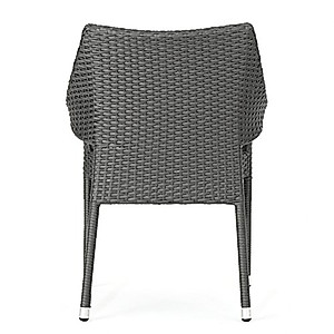 Christopher Knight Home Cliff Outdoor Wicker Chairs, 2-Pcs Set, Grey