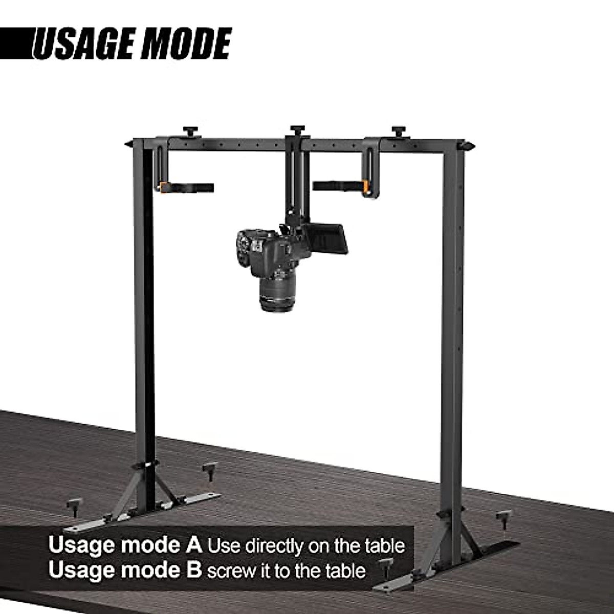 ILOKNZI Multifunction Camera Aluminium Overhead Mount Stand, Photography Studio DSLR Phone Top Down Camera Overhead Rig for Content Creators Video Photo