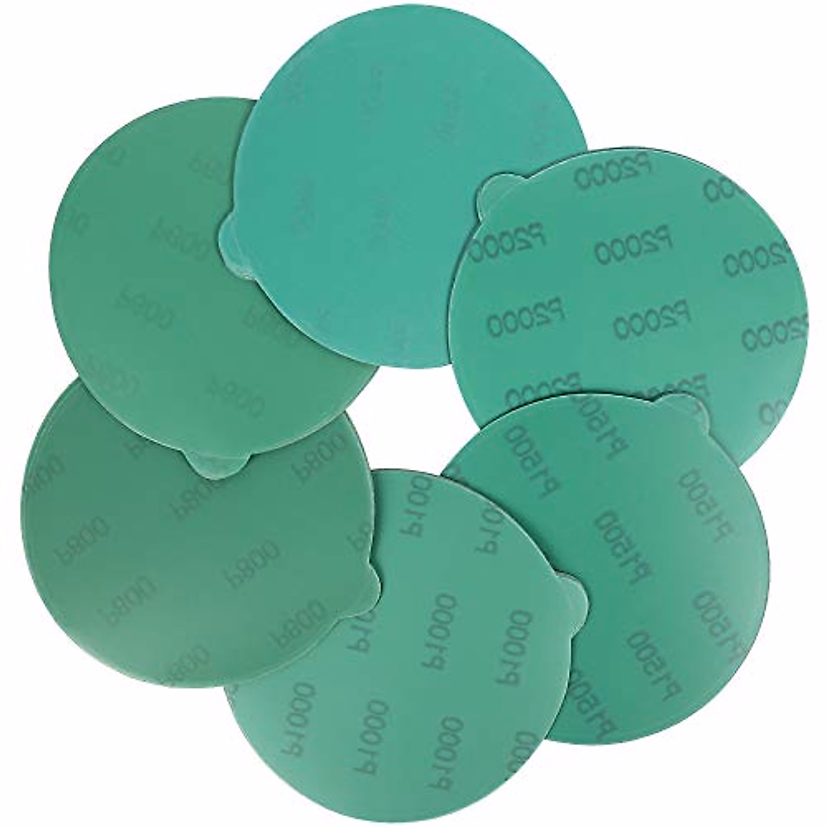 LotFancy 6 Inch PSA Sanding Discs with Tabs, 30PCS 400 600 800 1000 1500 2000 Grit Self Adhesive Wet Dry Green Film Sandpaper Assortment, Random Orbital Sander Fine Grit Sand Paper