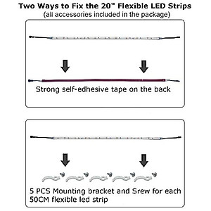 Litever Under Cabinet Light, 6 PCS 20 Inches Flexible LED Strips with Power Adapter, 24W,1800 Lumen, Daylight 5000K. Suitable for Kitchen Cabinets, Counters, Under Shelf, Closets (6-Strip-5000K)