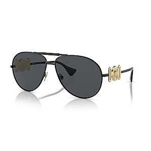Versace Unisex Sunglasses Matte Black Frame, Dark Grey Lenses, 65MM