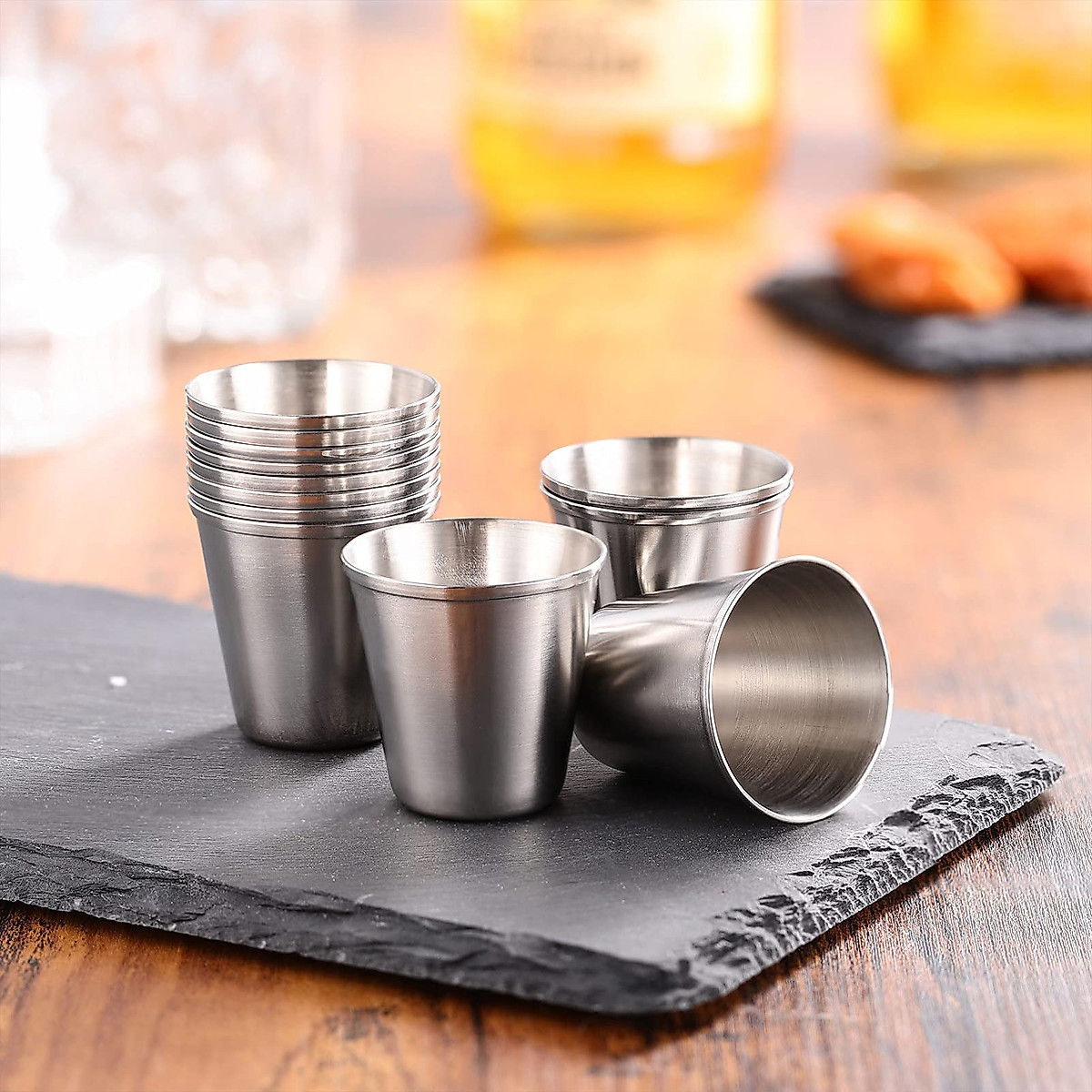 TOYANDONA Coffee Tumblers 12Pcs Stainless Steel Shot Glasses, Unbreakable Metal Shot Cups Drinking Tumbler Travel Coffee Tea Cup Whiskey Glasses for Home Bar Camping Supplies