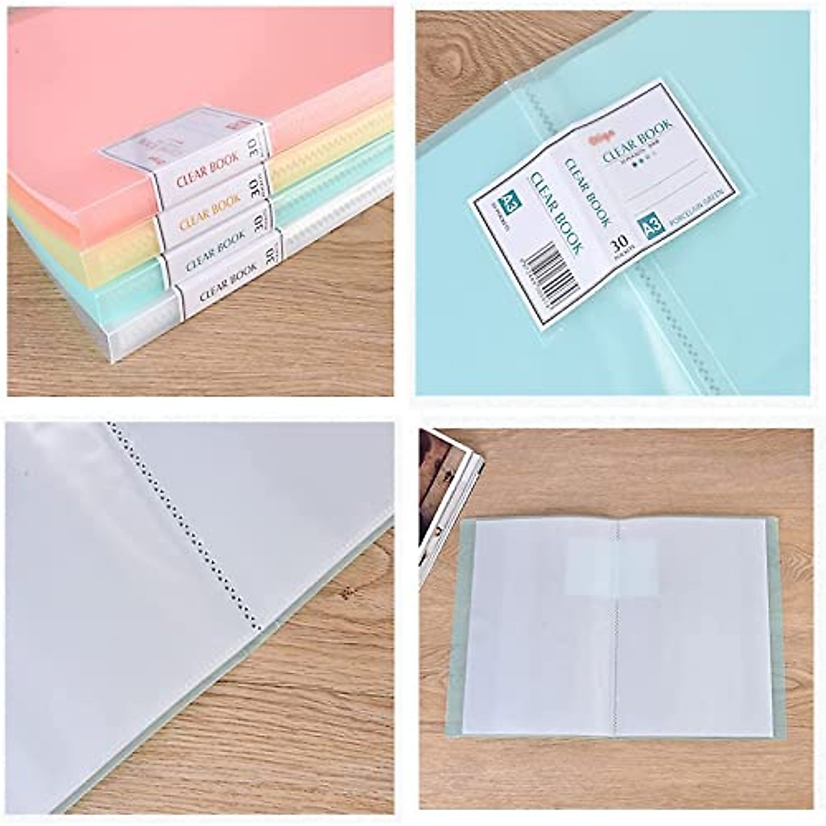 WXKN Diamond Painting Storage Book，A3 30 Pags Artwork Report Sheet Letter Storage Book，Clear Folder Storage Bag for Art Portfolio Painting Storage(16.5x12.1 inch) (pink)