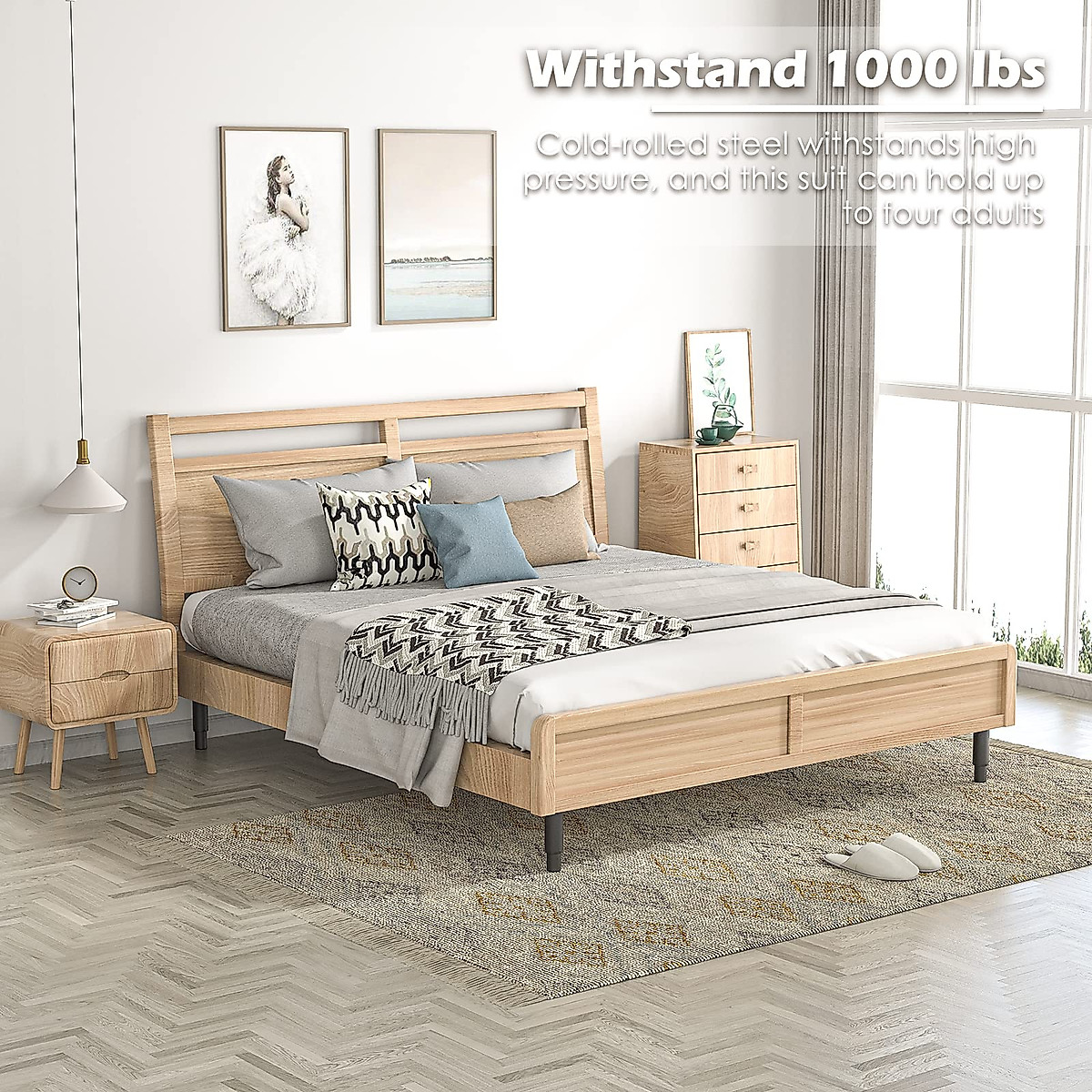 VETIN Bed Frame Support, 7-13 inches Bed Support Legs, Bed Frame Support Leg, Bed Support Legs Replacement, Adjustable Bed Legs (4, 7.08 inch)