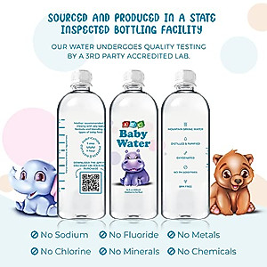 ABC Baby Water Premium Distilled Water for Babies - Healthy Purified 16.9 oz Bottles - Formula, Cereal, Milk, Daily Drinking - 12 Pack
