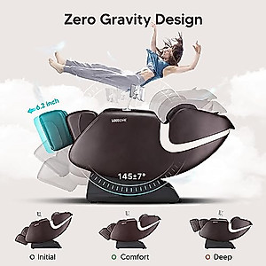 BOSSCARE Zero Gravity Massage Chair, Voice Control Full Body Airbag Massage Recliner with Back Heating, Electric Extendable Footrest, Foot Roller, Bluetooth Speaker, Touch Screen for Family & Friends