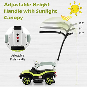 INFANS Ride on Push Car, 3 in 1 Licensed ID. Buggy Stroller Sliding Walking Car with Sun Canopy, Adjustable Handle, Guardrails, Foot-to-Floor Toy for 12-36 Months (Volkswagen)