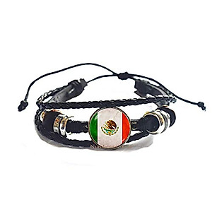 Yijianxhzao Mexico Mexican Flag Bangle&Bracelet,Mexican Bracelet,Mexico Jewelry,Flag Bracelet Bangle,BV022