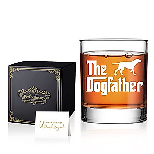 Perfectinsoy The Dogfather Whiskey Glass Gift Box, Perfect Birthday Gifts for Dog Dad, Dog Mom, Animal Rescue or Vet Tech, Colleague, Dog Lover Gifts for Dog Dad, Veterinarian Gifts for Men & Women