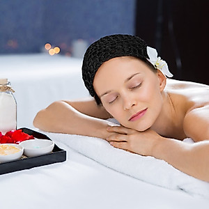 Etercycle 3 Pieces Mesh Crochet Hair Net Snoods for Women, Soft Rayon Knit Crochet Hairnet Hair Cover Accessory for Sleeping (Black)