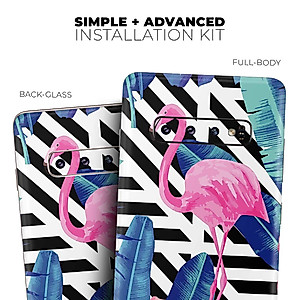 DesignSkinz Vivid Tropical Chevron Floral v2 Protective Vinyl Decal Wrap Skin Cover Compatible with The Samsung Galaxy S20 (Screen Trim & Back Glass Skin)