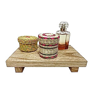 Laual Designs Small Wooden Riser Plant Stand | Rustic Home Décor Pedestal Stand | Handmade Bathroom Decor | Soap Tray | Wood Stand | Decorative Tray Kitchen Décor Farmhouse Decor | Natural