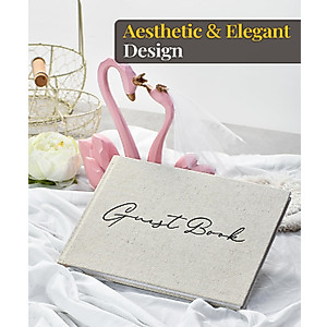 Lankaiva Wedding Guest Book, Guest Book Wedding Reception - Classic Baby Shower Guest Book, 100 Blank Pages for Bridal Shower Birthday Graduation Sign in and Photos, Beige