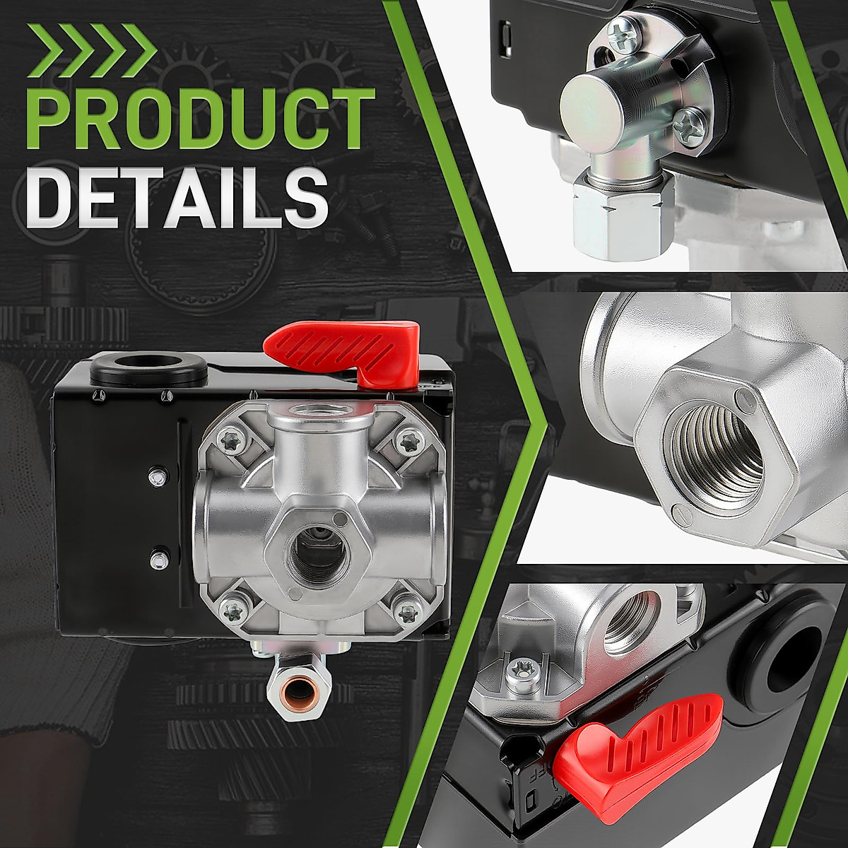 Carbbia Z-D26612 Pressure Switch Z- for Porter Cable 150/120 PSI D26612 4 Port 120 Volt