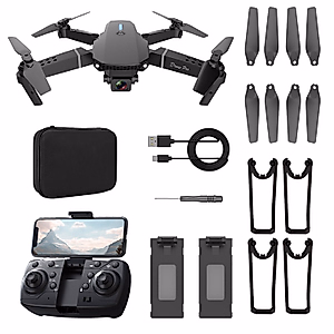 Kids Drone with Camera Foldable Mini Drone for Kids Boys Beginners Toys Drone Gestures Selfie One Key Start 360° Flips 2 Batteries Toy Gifts for Boys Black