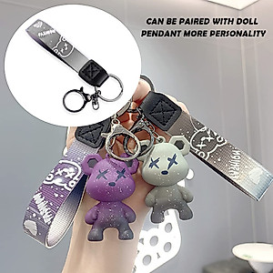 Kawaii Car Keychain Gradient Color Cute Keychains for Women/Men/Girls/Kids,Personalized Bear Keychains for Backpacks Charms Purse (Grey)…