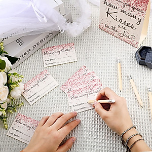 Geosar Bridal Shower Games Guess How Many Kisses Game Includes Bridal Shower Sign, 50 Guessing Cards and 15 Pencils, Bridal Shower Favors, How Many Kisses Are in Jar Wedding Decorations, Pink Confetti